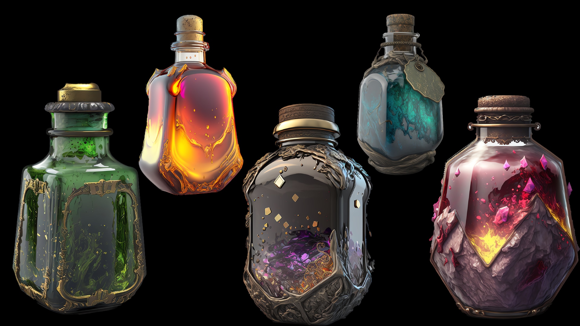 Fantasy Potions Icons Asset Cloud